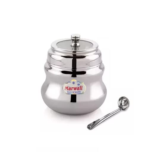 Buy MARWALL Stainless Steel Sparkle Ghee Pot/Oil Pot/Ghee Servicing ...