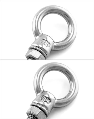 Snapklik.com : Threaded Eyebolts, 50 Pack 1/4 X 2 Long Stainless Steel ...