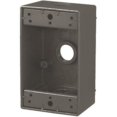 1 Gang Bronze Weatherproof Metal Wiring Box with 3 Threaded Outlets ...