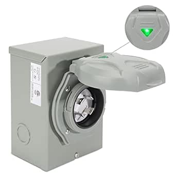 Amazon.com: Afurkuot 30 Amp Power Inlet Box NEMA L14-30P Generator Plug ...