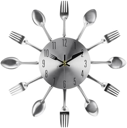 3D Spoon Fork Wall Clock, Modern Kitchen DIY Wall Clock with Bendable ...