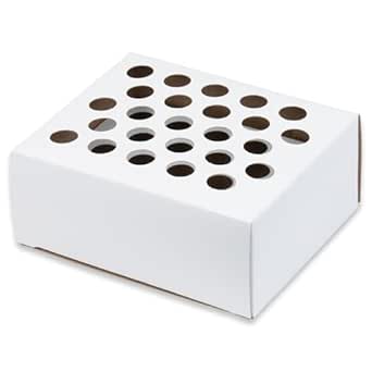 25 Place, 10-13mm Coated Cardboard Test Tube Rack, White, Karter ...