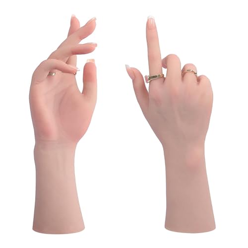 YIQI Silicone Female Hand Mannequin 1 Pair Life Size Hand Model Jewelry ...