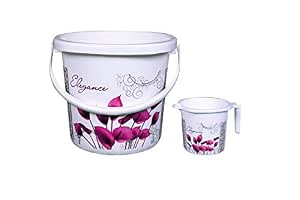 Vectus Strong and Durable Floral Water Storage Bucket and Mug Set (22 L ...