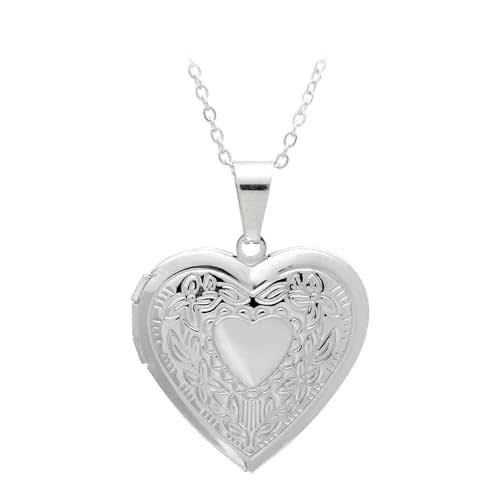Joseph Brothers Stainless Steel Silver Heart Locket Necklace for Women ...