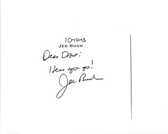 JEB BUSH HAND SIGNED 5x7 NOTE CARD+COA ON HIS PERSONAL STATIONARY ...