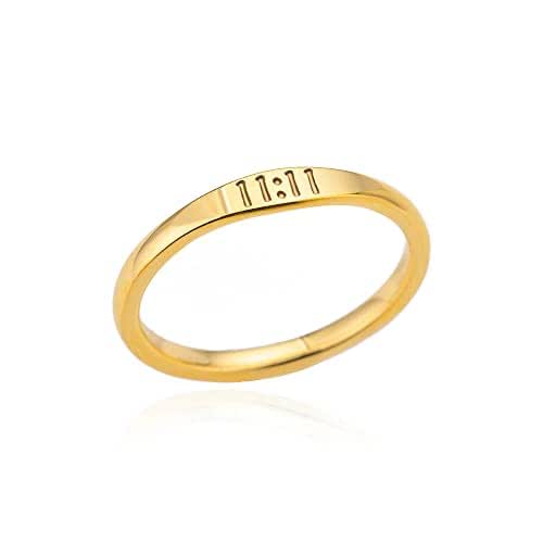 Amazon.com: Lucky 11:11 Angel Number Rings for Women Stainless Steel ...