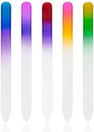 Amazon.com : 5 Pcs Glass Nail File with Plastic Sleeve, Crystal ...