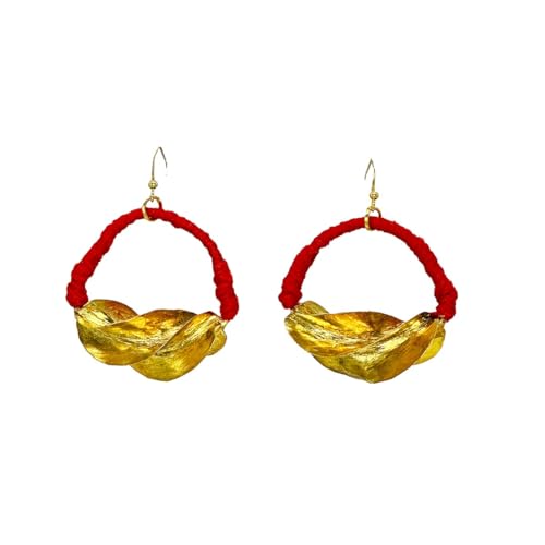 Amazon.com: Fulani Gold Hoop Earrings | Red Fulani Earrings | African ...