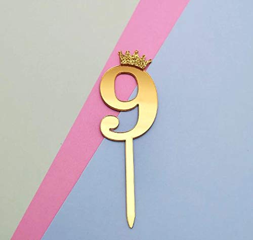 Partysanthe Gold Number 9 Cake Topper Happy Birthday Cake Topper ...