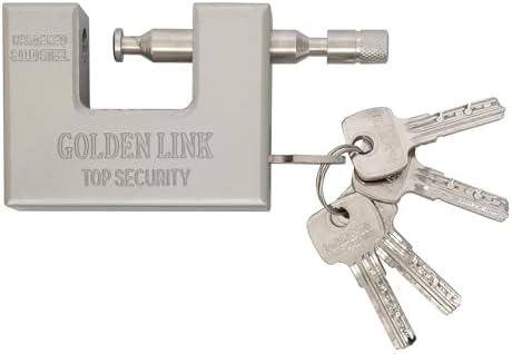 Link Armored 70mm Padlock, Hardened Shackle | Solid Brass Body with 3 ...