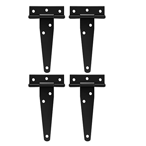 4 Pcs T-Hinge Gate Shed Hinges in Black, 6 Inch Door Barn Gates Hinges ...