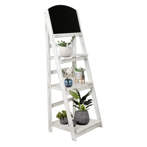 Snapklik.com : Babion White Ladder Shelf, 3 Tier Ladder Bookshelf