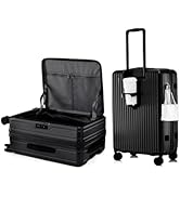 Amazon | [Yuweijie] スーツケース フロントオープン 拡張型 ストッパー付き キャリーケース 軽量 大容量 機内持ち込み 多機能 Mサイズ 4泊5日 トップポケットパソコン ...