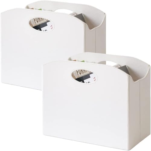 Amazon.com: Neateam 2 Pack White Magazine Holder Foldable Magazine Rack ...