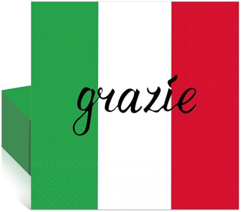 Amazon.com: Affrolling 50 Pcs Italian Napkins Bulk Red White Green ...