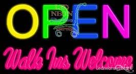 Open Walk Ins Welcome Neon Sign 20" Tall x 37" Wide x 3" Deep - Amazon.com