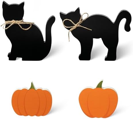 Amazon.com: Redbaker 3 Pieces Halloween Black Cat Table Decor Black Cat ...