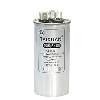 40/5 uF Capacitor 40+5 MFD 370V/440V Dual Run Round Start AC Capacitors 40 5 uF 370 440 Volt VAC ...