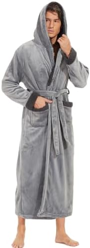 ccko Mens Robe with Hood, Big and Tall Warm Soft Plush Robes for Men ...
