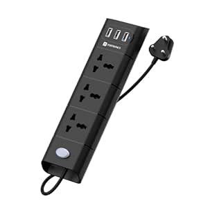 Portronics Power Plate II Extension Board - 1500W - 3 USB Ports, 3 ...