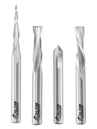 Align Carbide 4-Piece CNC Starter Set, CNC Wood Carving Router Bits, Up ...