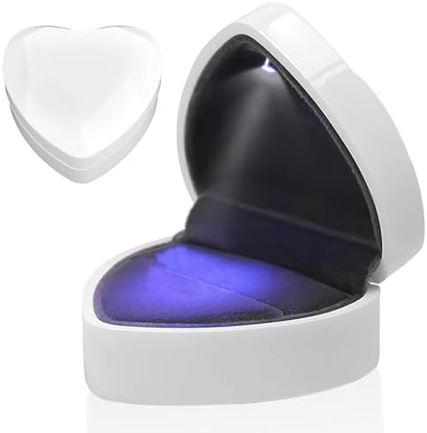 Ring Box With LED Light, Heart Shape Jewellery Gift Box Auto Lighted Up ...