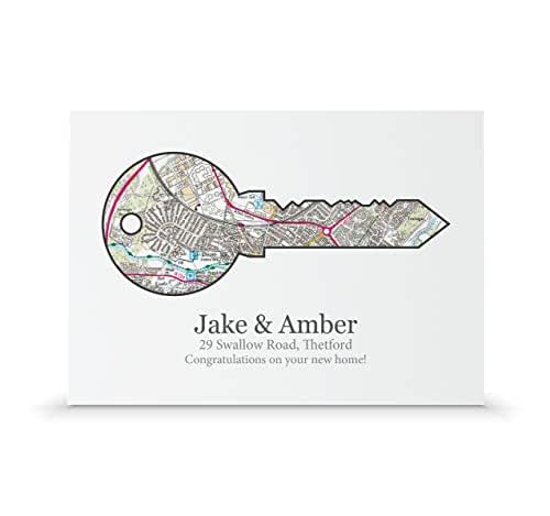 Personalised New Home Key Map Print | Housewarming Gift (A4-30 x 21cm ...