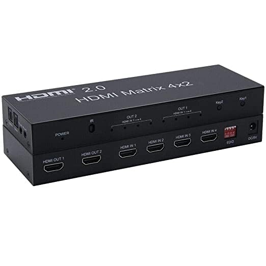 Meshiv 4x2 HDMI Matrix Switch,4 in 2 Out Matrix HDMI Video Switcher ...