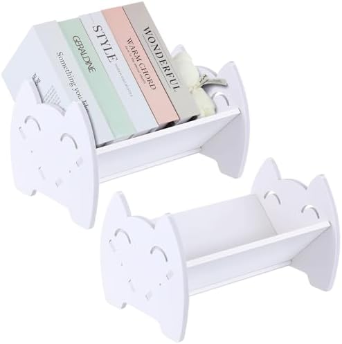 Amazon.com: Wenqik 2 Pcs Kids Bookshelf Small Desktop Bookshelf Tilted ...