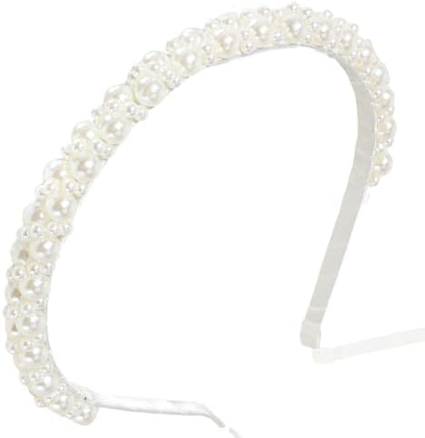 Amazon.com: Araluky White Pearl Headband Fancy Elegant Head Band Puffy ...