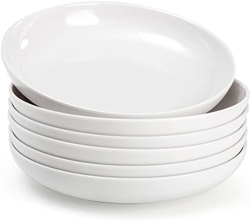 Chubacoo Pasta Salad Dinner Bowls: 36 Oz Shallow Wide Bowls Set of 6 ...