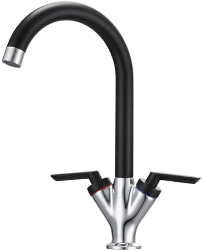 HPWVKVDB Black and Chrome Kitchen Tap Dual Lever Kitchen Taps Mixer ...