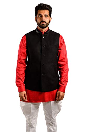 Buy Nine - Men's WOOL CLASSIC BLACK WOOL JAWAHAR JACKET WITH BLACK ...