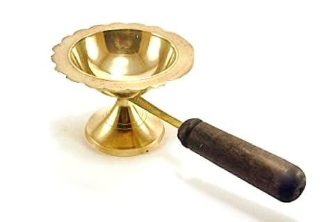 Buy SkyWins Brass Loban Burner Aarti Diya with Handle - Harathi Stand ...