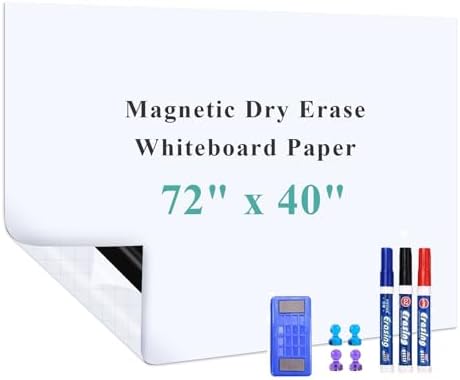 Amazon.com : Warasee Magnetic Dry Erase Whiteboard Sheet, 72" x 40 ...