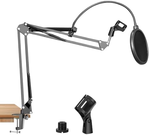 MOCKING BIRD Microphone Stand with Dual layer Pop Filter |Suspension ...