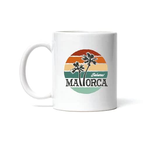 Amazon.com: Gifts Featuring Retro Sunset with Mallorca Quotes Palm ...