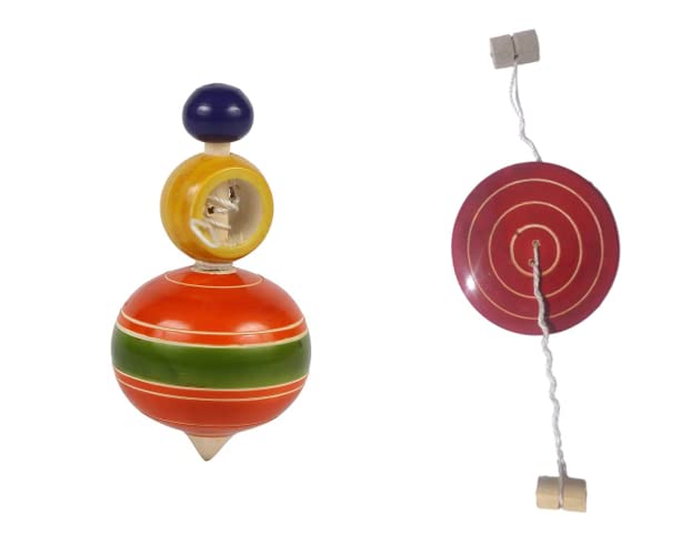 Buy Wooden Spinning Lattoo with Thread | Bambaram | Spinning Top & Y0 ...