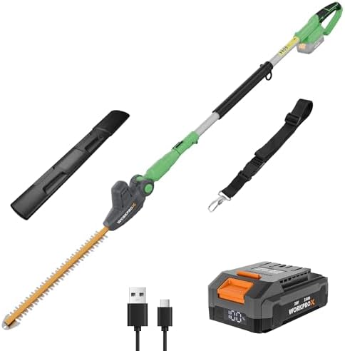 Gtech HT50 Cordless Pole Hedge Trimmer, 60 Mins Runtime Li-ion Battery ...