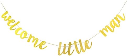 Amazon.com: Liphontcta Welcome Little Man Gifts Banner-Blue Glittery ...