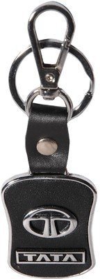 Asier Key Chain for TATA Car Bike Black Leather Keychain Key Ring with ...