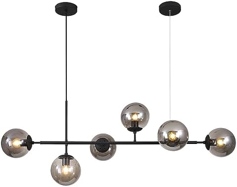 8-Light Smoke Gray Glass Chandelier Modern Black Sputnik Chandelier ...