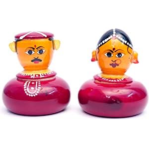 Generic Kondapalli Couple Kunkuma Set - Wooden Doll Figurine for Home ...