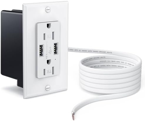 ELECPOW in Wall Outlet Relocation Kit with 2 AC Outlet & USB -A Ports ...