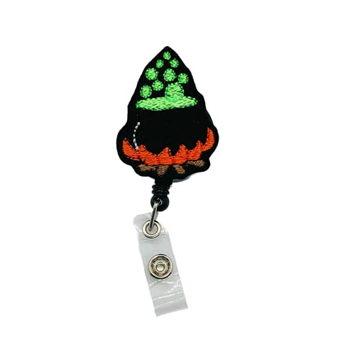 Cauldron Badge Reel, Retractable Halloween ID Holder, Witch Name Tag ...