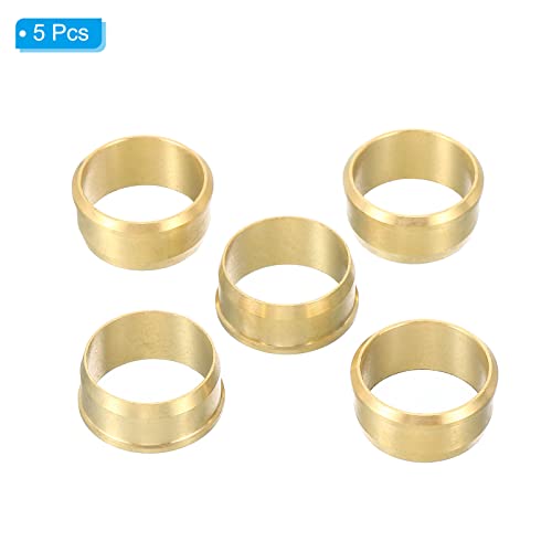 PATIKIL 16mm Tube OD Brass Compression Sleeves Ferrules 5 Pack Brass ...