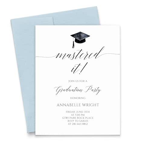 Amazon.com: Custom Graduation Party Invites With Envelopes, Mastered It ...
