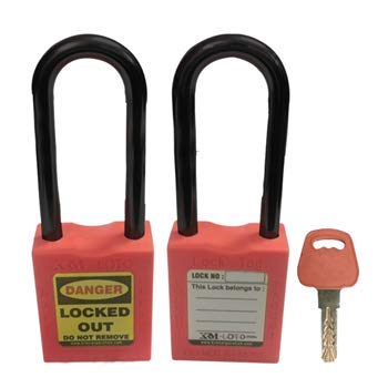 Osha Red Safety Lockout Padlock With De Electric Long Shackle (10pcs ...