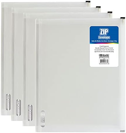 BAZIC Plastic Envelope Poly Envelopes, Letter Size Clear Folder Zip ...